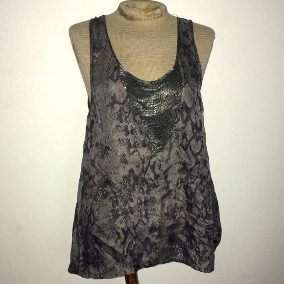 Aryn K | Tops | Vtg Y2k Aryn K 0 Silk Snake Print Beaded Oversized ...